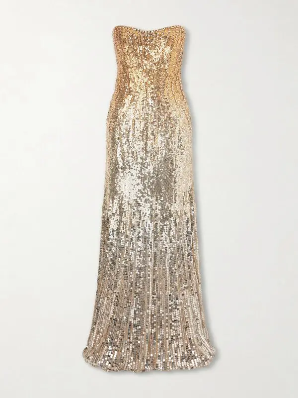 Jenny Packham Lior Embellished Sequined Gown - Silver