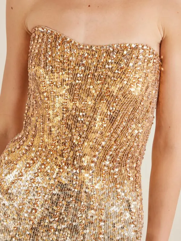 Jenny Packham Embellished Sequin Gown - Silver