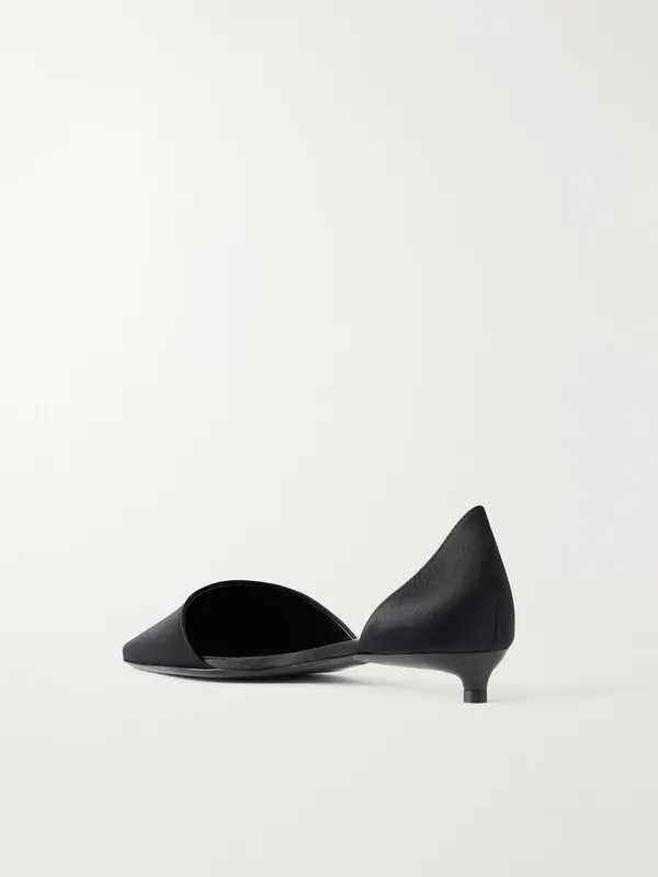 JUDE Pirrie Satin Pointed-toe Pumps - Black