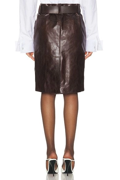 Saint Laurent Belted Leather Skirt