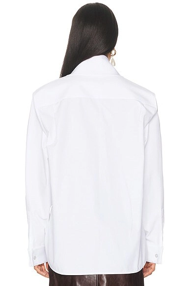 Saint Laurent Asymmetrical Tie Blouse In White Poplin