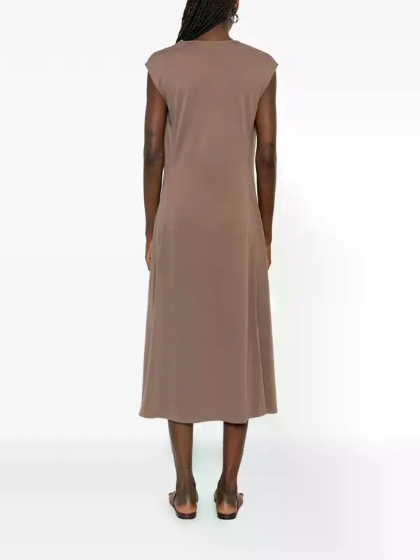 Max Mara Cowl Neck Cap Sleeve Midi Dress - Brown