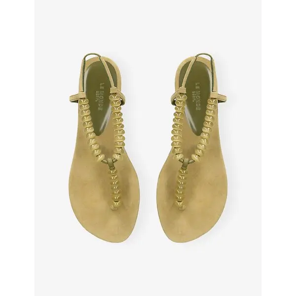 Le Monde Beryl Beaded Suede Thong Sandals