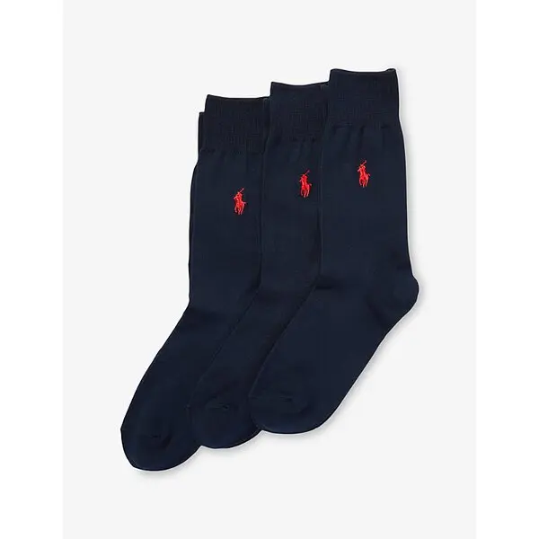 Polo Ralph Lauren Pack Of Three Cotton-blend Socks
