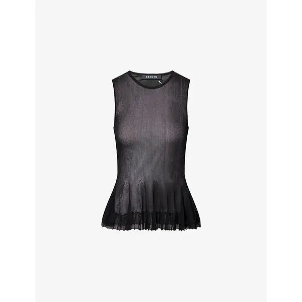ASHLYN Bennett Peplum-hem Knitted Top - Black