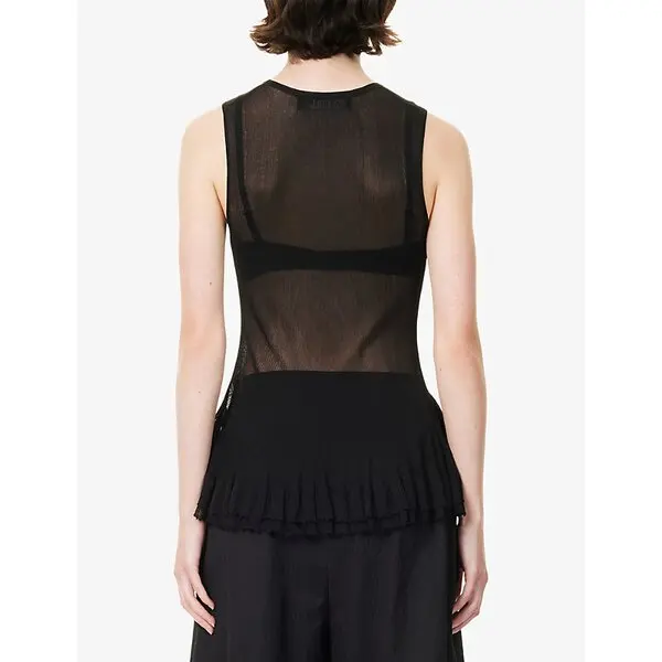 ASHLYN Bennett Peplum-hem Knitted Top - Black