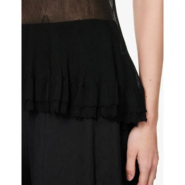 ASHLYN Bennett Peplum-hem Knitted Top - Black