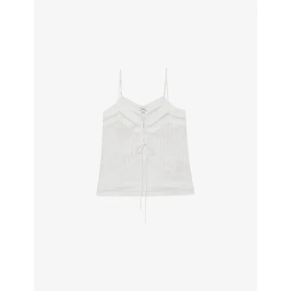 REISS Tamsin Lace-detail Woven Cami Top - Ivory