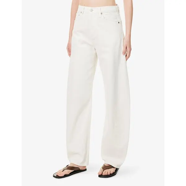 AGOLDE Luna High-rise Pieced Tapered-leg Denim Jeans - Chalk White