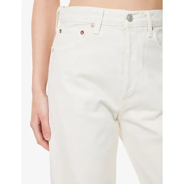 AGOLDE Luna High-rise Pieced Tapered-leg Denim Jeans - Chalk White