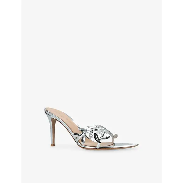 GIANVITO ROSSI Flavia 85 Leather Heeled Sandals - Silver