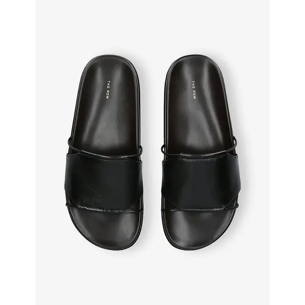 THE ROW Vivienne Leather Slide Sandals - Black