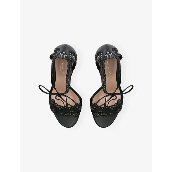 GIANVITO ROSSI Evie 105 Leather Heeled Sandals With Floral Embroidery
