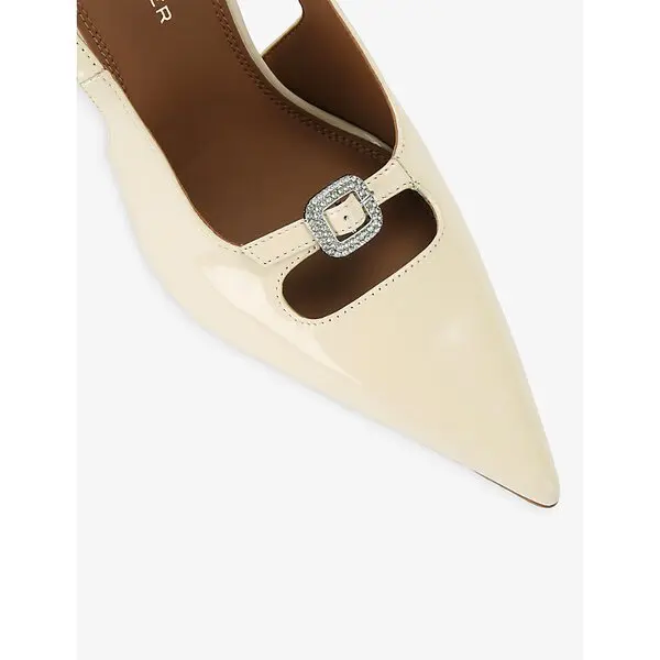 Kurt Geiger Buckle Point Patent Leather Courts - Bone
