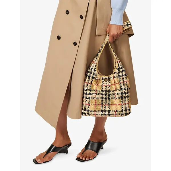 Burberry Small Margate Raffia Hobo Bag