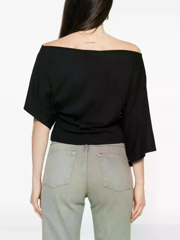 MISBHV Off-shoulder Ribbed Top With Sleeve Slits