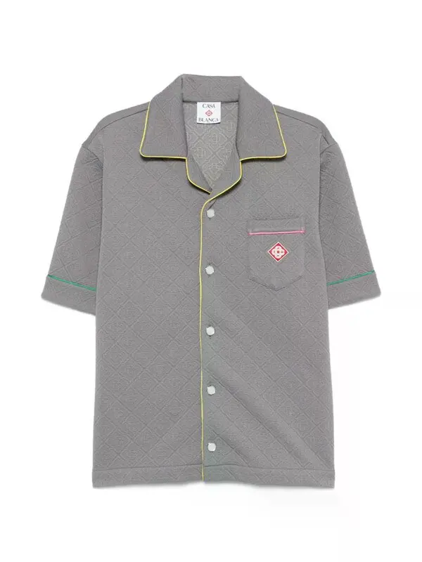 Casablanca Monogram-jacquard Contrast-trim Shirt - Grey