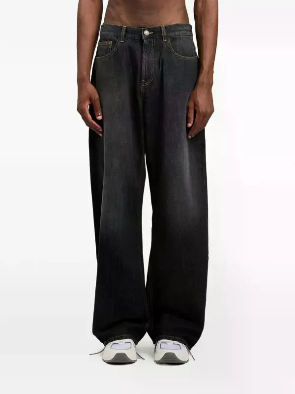 Palm Angels Curved Logo Denim Jeans - Grey