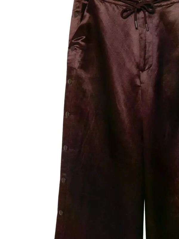 Cynthia Rowley Satin Wide-leg Trousers With Press-stud Detailing