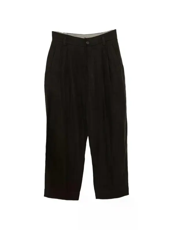 ZIGGY CHEN Cedar Linen Pleated Trousers - Brown