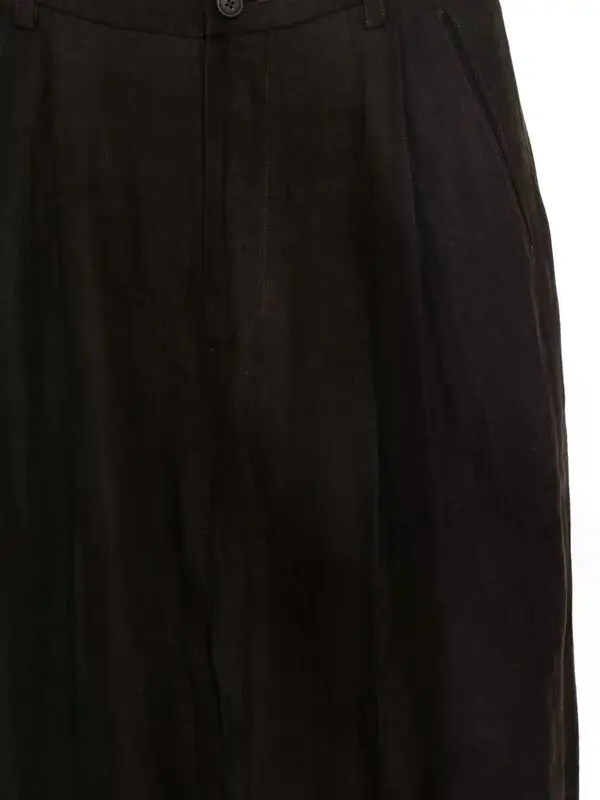 ZIGGY CHEN Cedar Linen Pleated Trousers - Brown