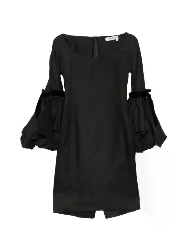 Saint Laurent 2002 Silk Gothic Bell Sleeve Dress - Black