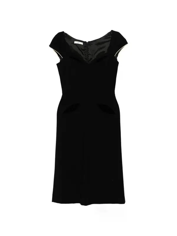 Prada Wool Sweetheart Neck Midi Dress - Black