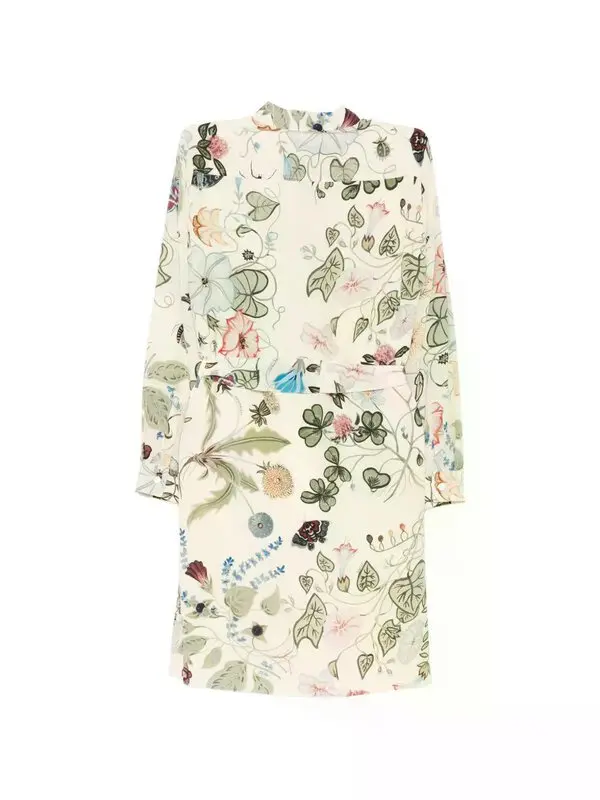 Gucci Flora Knight Printed Silk Shirt Dress - Neutrals