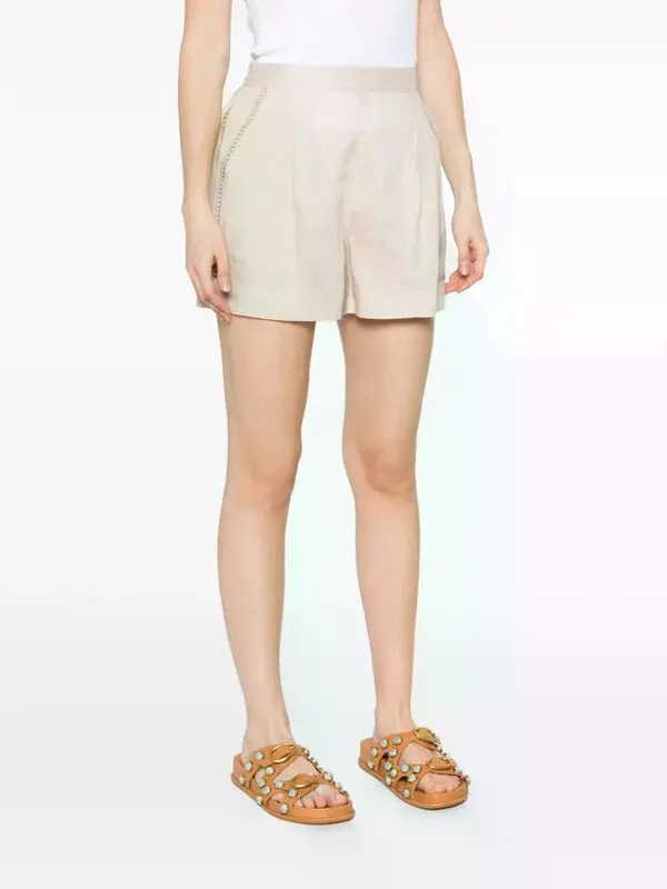 MC2 SAINT BARTH Beige Pleated Shorts With Ladder Stitch Detailing - Neutrals
