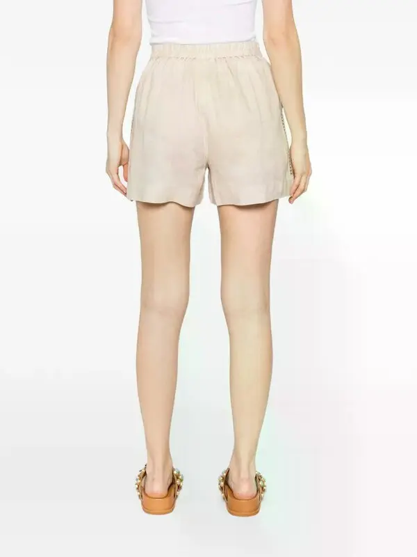 MC2 SAINT BARTH Beige Pleated Shorts With Ladder Stitch Detailing - Neutrals