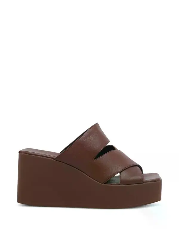 VIC MATIE Crossover Wedge Sandals - Brown