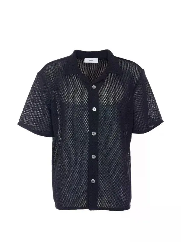 DUNST Crochet-knit Open-collar Shirt