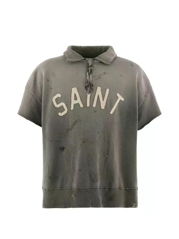 SAINT MXXXXXX Distressed Half-zip Polo Shirt