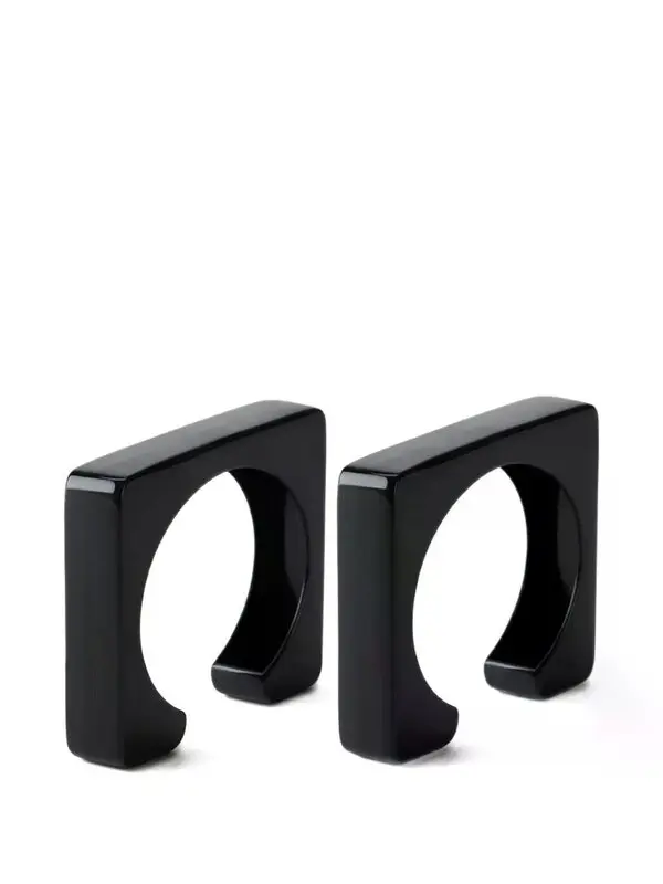Elisabetta Franchi Square Rigid Cuff Bracelets - Black