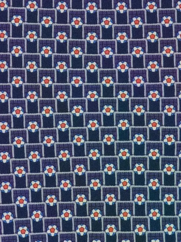 FERRAGAMO Tournament Print Silk Neck Tie - Blue