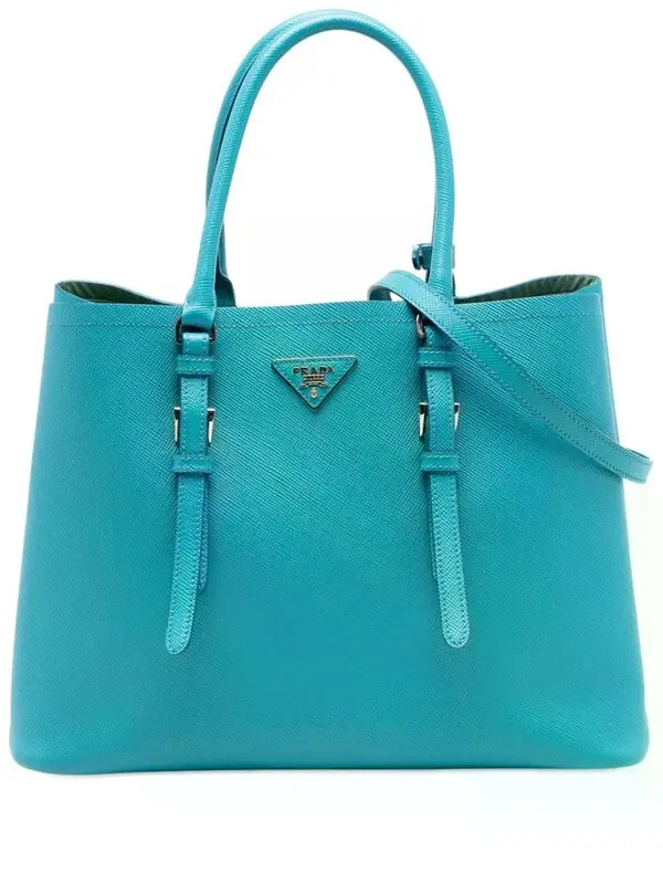 Prada 2010-2026 Medium Saffiano Cuir Satchel - Blue