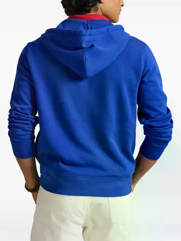 Polo Ralph Lauren Bear-embroidered Zip-up Hoodie - Blue