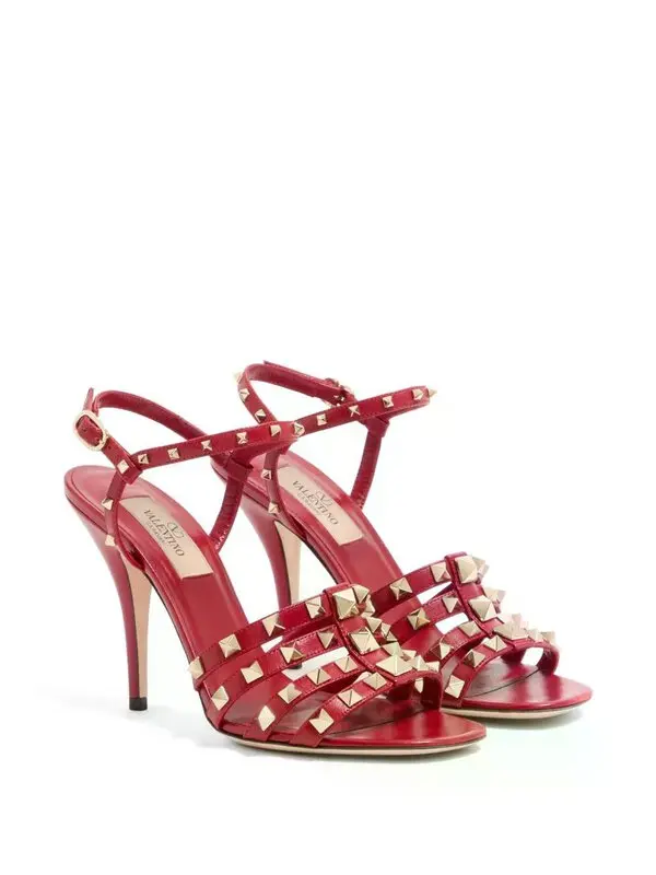 Valentino Garavani Rockstud Kidskin Sandals - Red