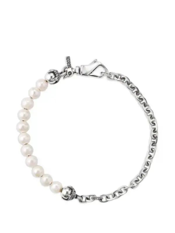 Emanuele Bicocchi Pearl And Chain Bracelet - Silver
