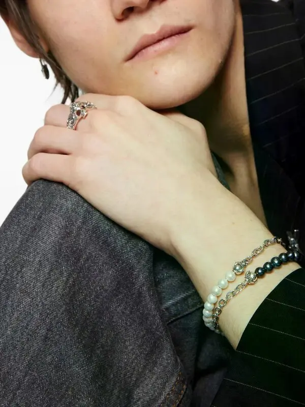 Emanuele Bicocchi Pearl And Chain Bracelet