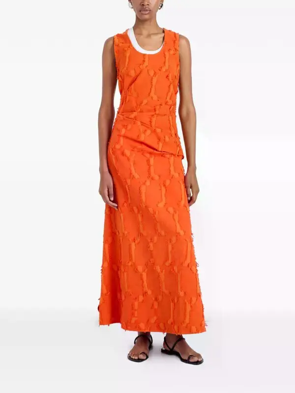 Proenza Schouler White Label Violeta Frayed Jacquard Maxi Dress - Orange