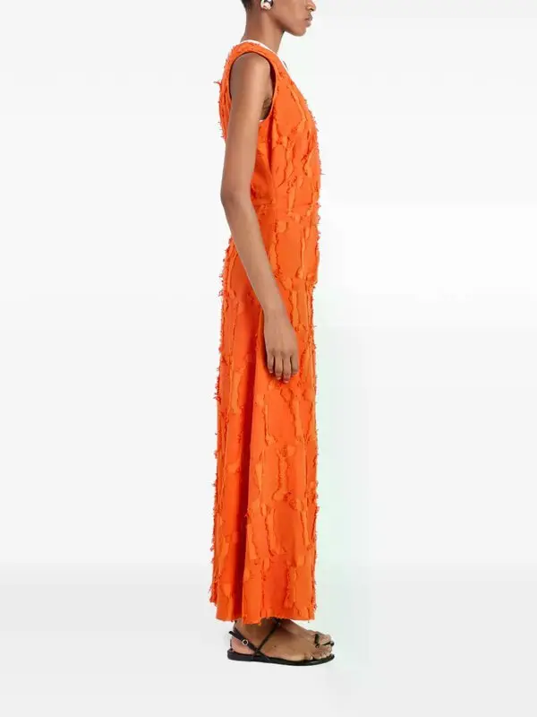 Proenza Schouler White Label Violeta Frayed Jacquard Maxi Dress - Orange