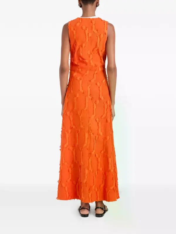 Proenza Schouler White Label Violeta Frayed Jacquard Maxi Dress - Orange