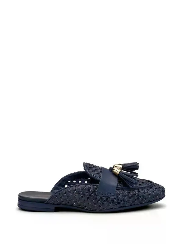 FRAU Woven Tassel Flat Mules - Blue