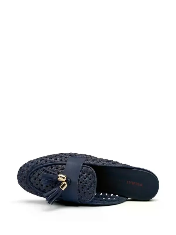 FRAU Woven Tassel Flat Mules - Blue