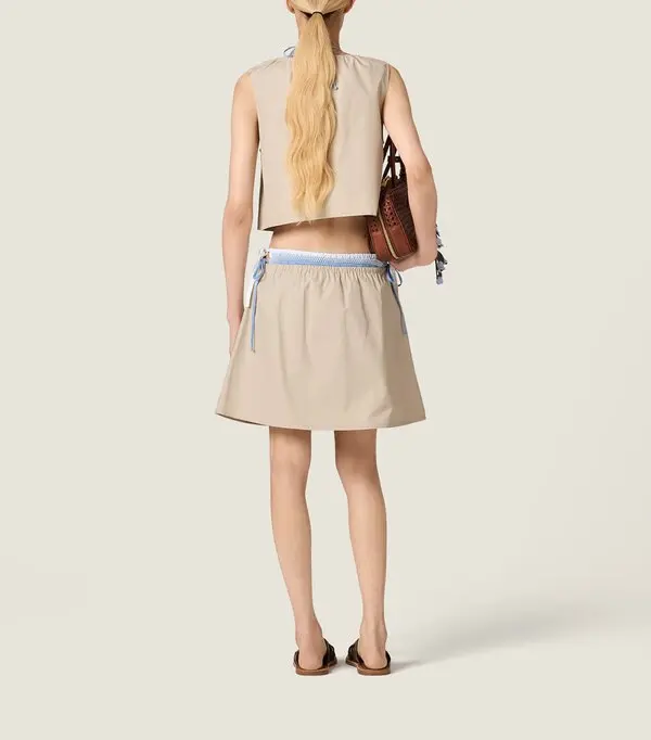 Miu Miu Panama Cotton Mini Skirt - Neutral