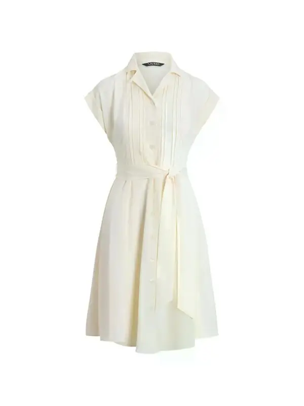 Ralph Lauren Pin-tucked Belted Dress - Neutrals