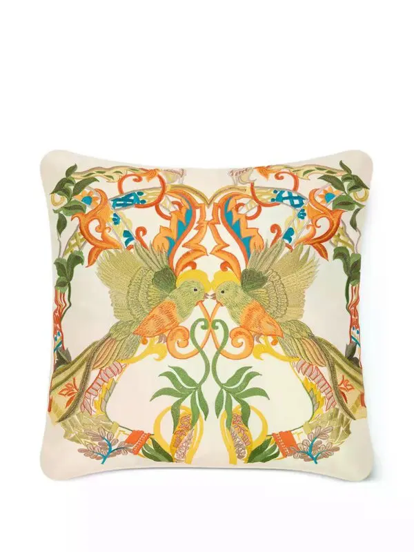 Etro Embroidered Birds Cushion - Neutrals