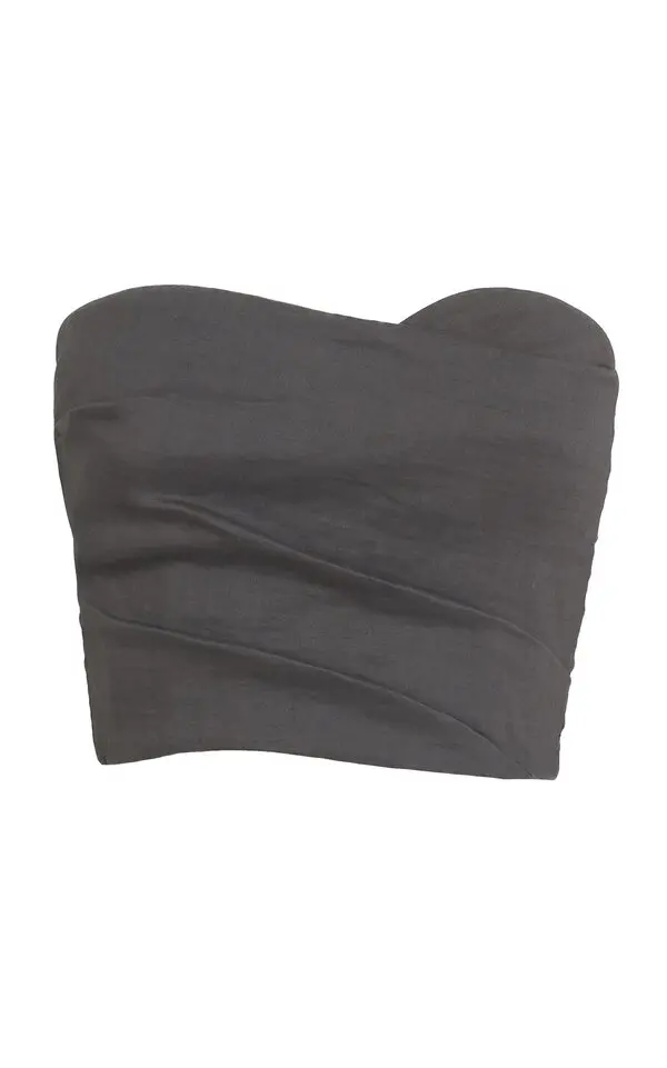 CORTANA Brenna Strapless Hemp-blend Top - Dark Grey