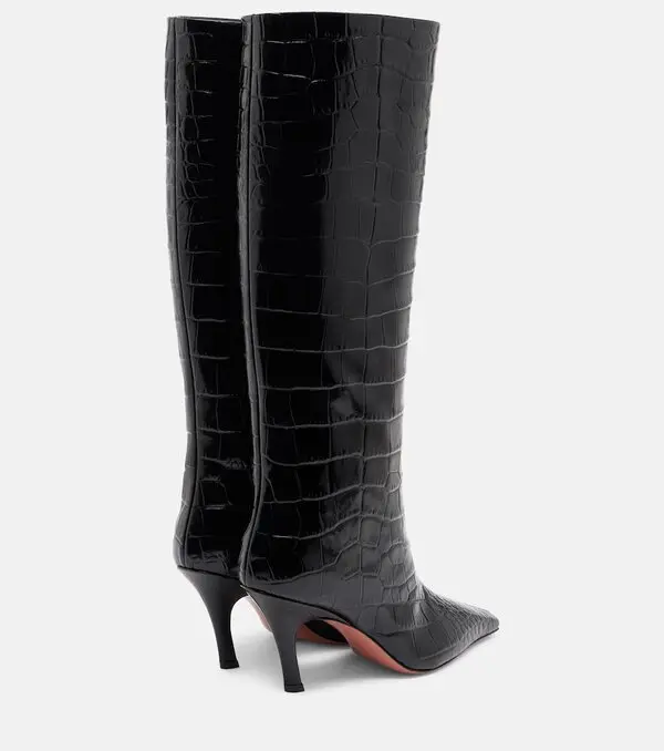 Amina Muaddi Mona Croc-effect Knee-high Boots